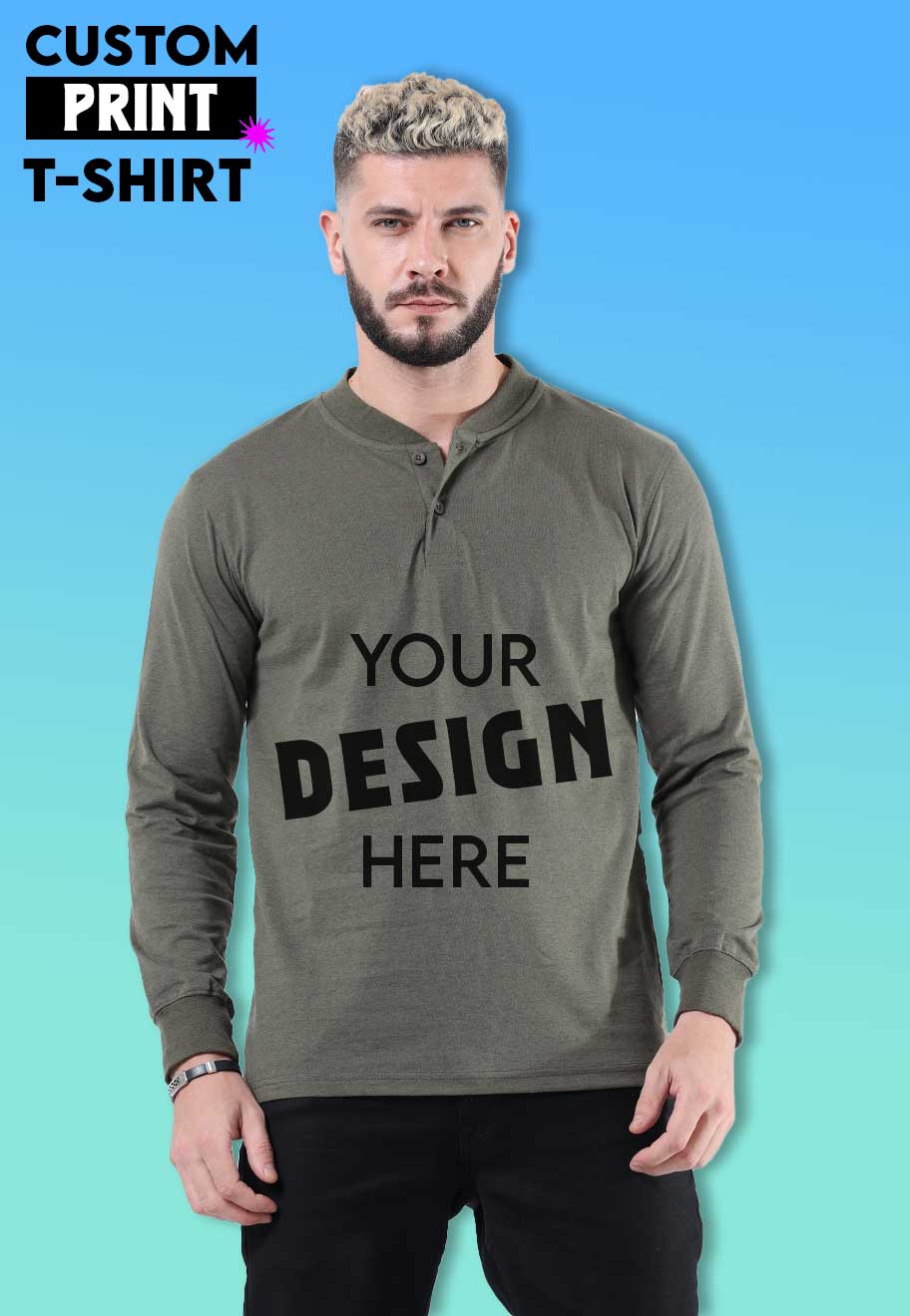 Custom Henley Printed T Shirts – www.fanideaz.com
